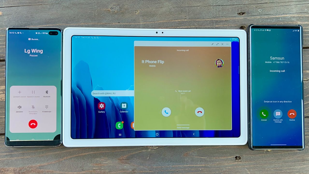 Incoming Call to Samsung Tab A7 tablet tablet pop-up window/ Lg Wing ...