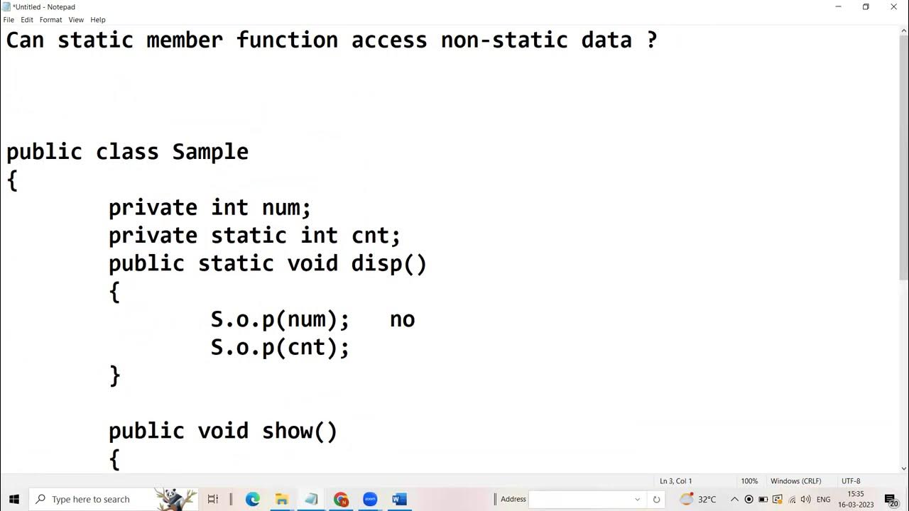 Core JAVA 11 static and non static relationship - YouTube