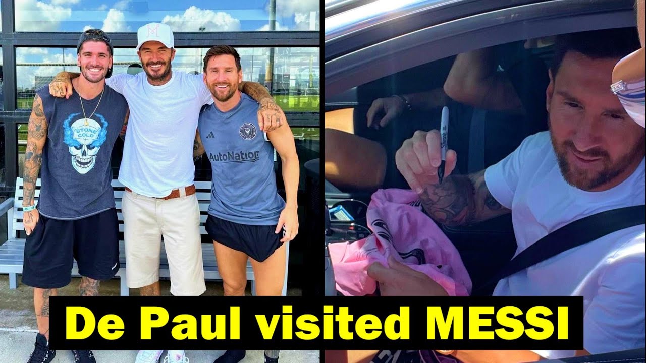 De Paul met Messi and Beckham at Inter Miami - YouTube