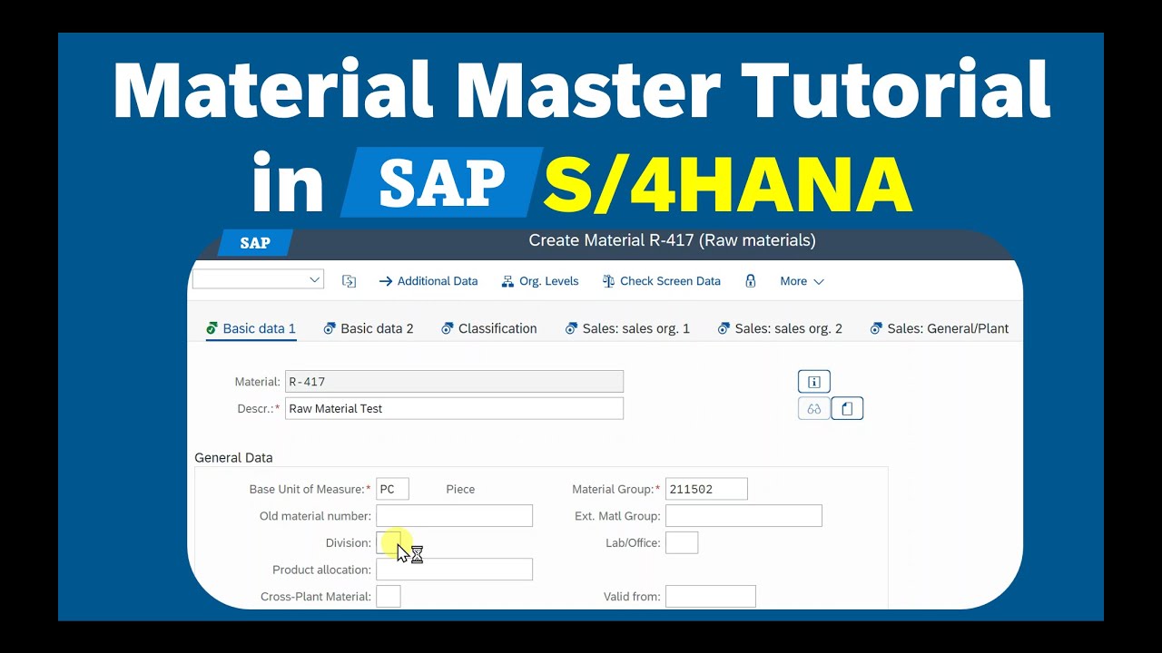 SAP Material Master Tutorial for Beginners | Transaction MM01 - YouTube