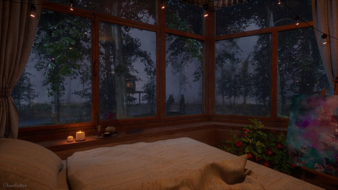 Cozy Cottage Ambience In The Rainy Forest | Rain Sounds, RainOnWindow ...