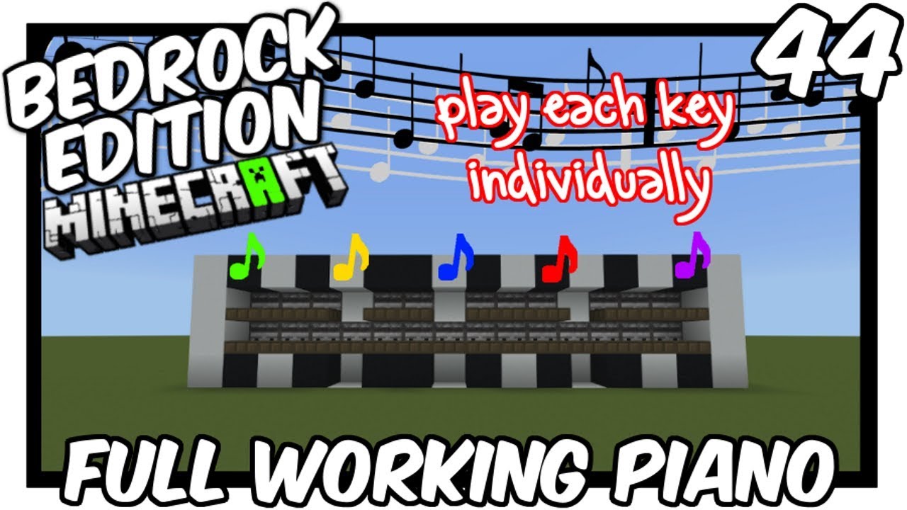How To Build A Full Working Piano In Minecraft Bedrock (MCPE/Xbox/PS4/Switch/Windows10) - YouTube