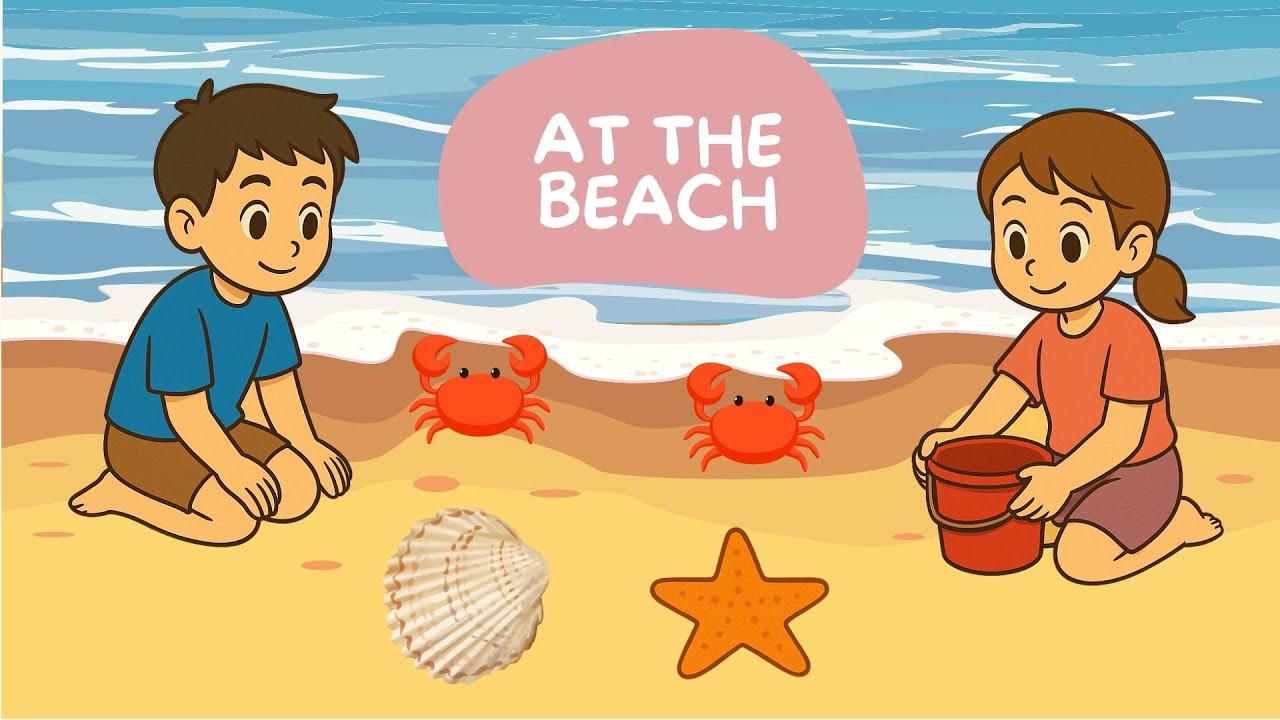 At the Beach Conversation | English Speaking Practice for Kids | Fun ...