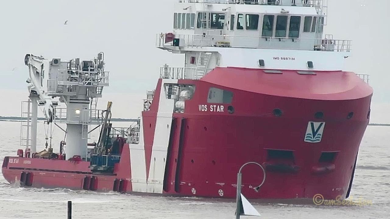 offshore supply ship VOS STAR PDCT IMO 9697131 inbound Emden Versorger ...