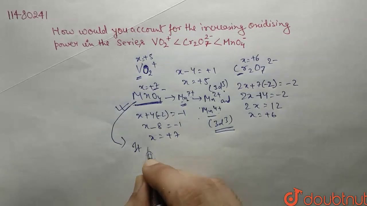 How would you account for the increasing oxidising power in the series ...