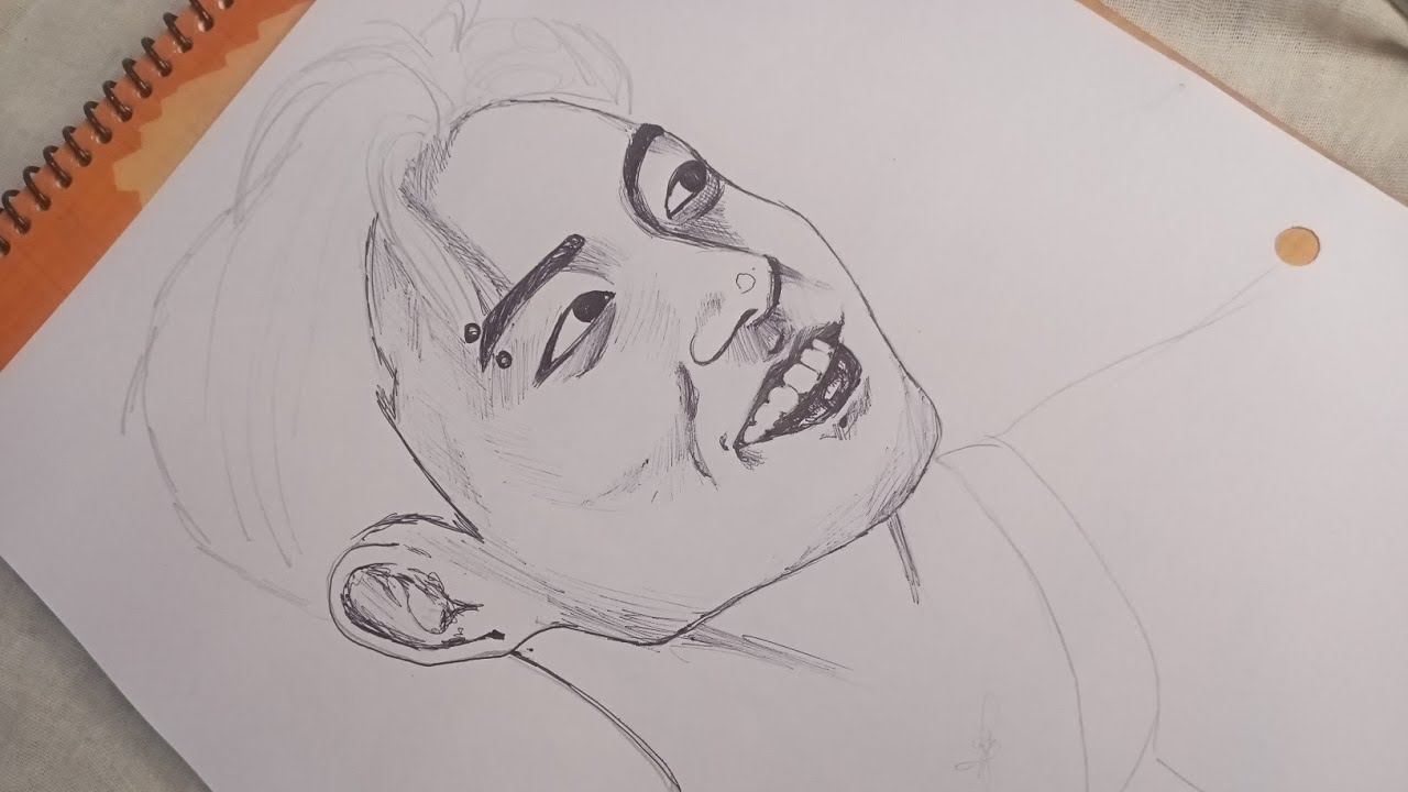 how to draw jungkook 💜💜/ pen drawing tutorial - YouTube