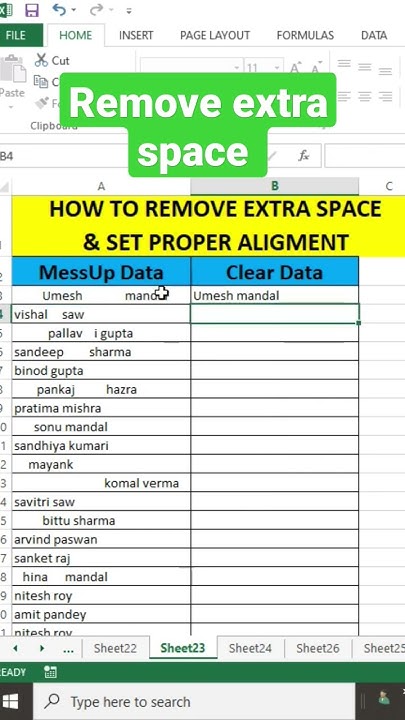 Remove extra space quickly #shorts #excel #exceltips #exceltrick #msexcel #youtubeshorts # ...