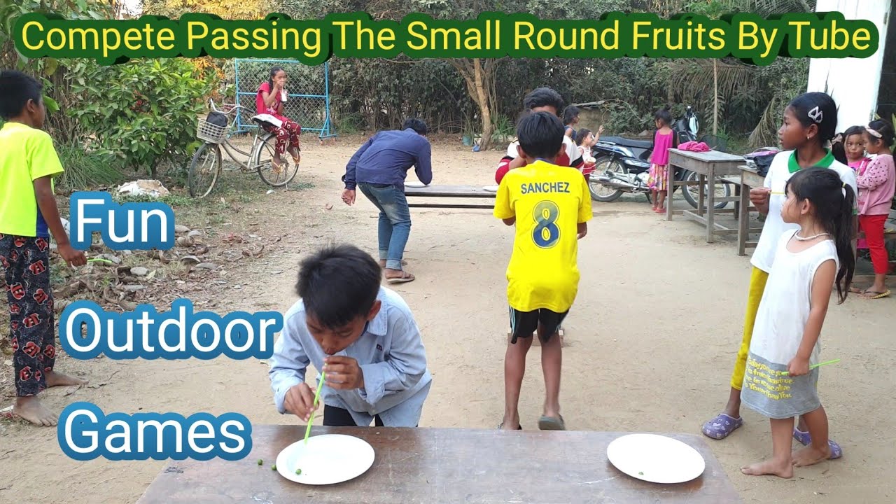 Compete Passing The Small Round Fruits By Tubes | Indoor Games | Fun ...