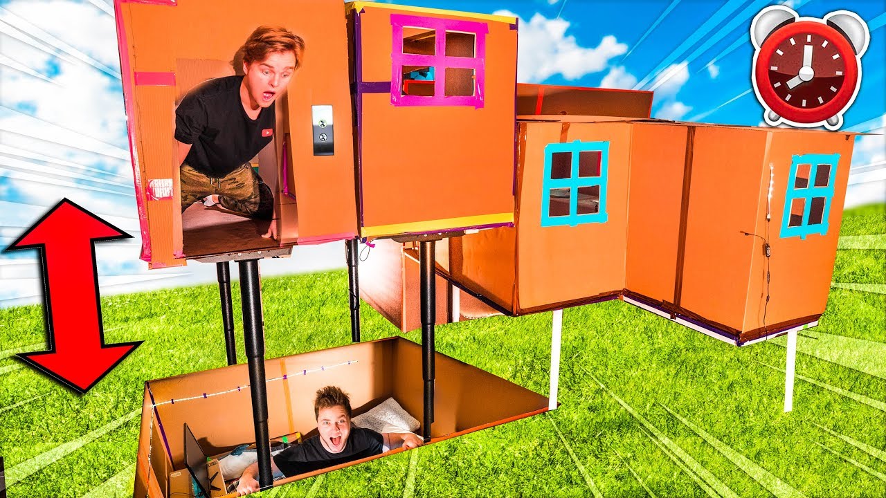 24 Hour BILLIONAIRE BOX FORT ELEVATOR CHALLENGE Working Elevator 24-hour-billionaire-box-fort-elevator-challenge-working-elevator