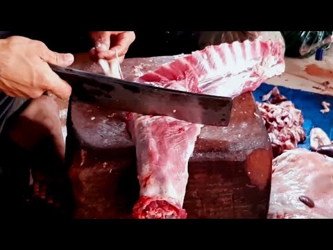 Goat Cutting Technique | Mutton Chopping By Talented Goat Butcher | Mutton Cutting And Selling Shop