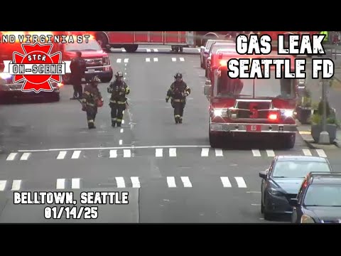 SEATTLE FIRE: B2, E2, E25, E5, L1, L4 gas leak response, on scene - YouTube