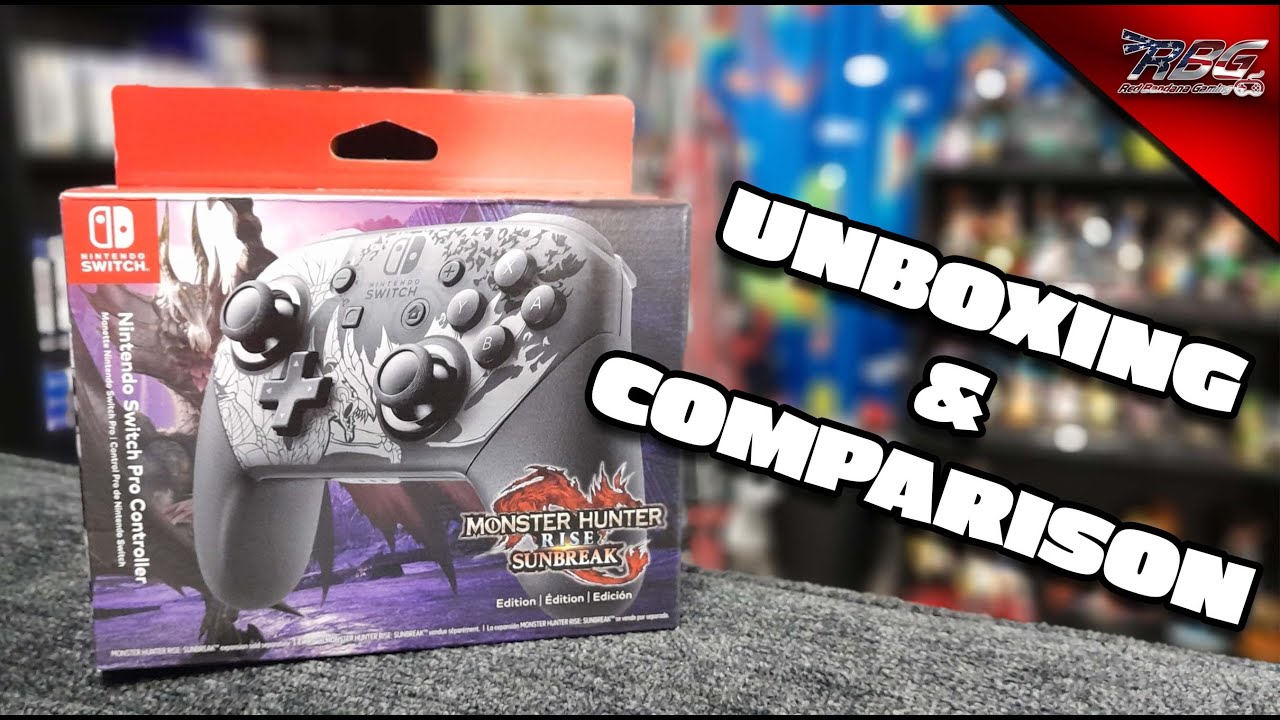 Unboxing Monster Hunter Rise Sunbreak Switch Pro Controller - Red ...