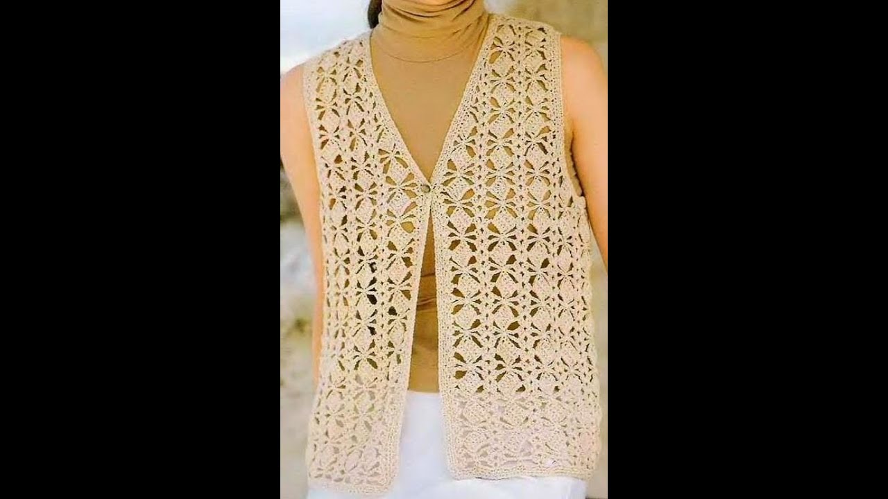 Chaleco puntada Cuadritos a Crochet - YouTube
