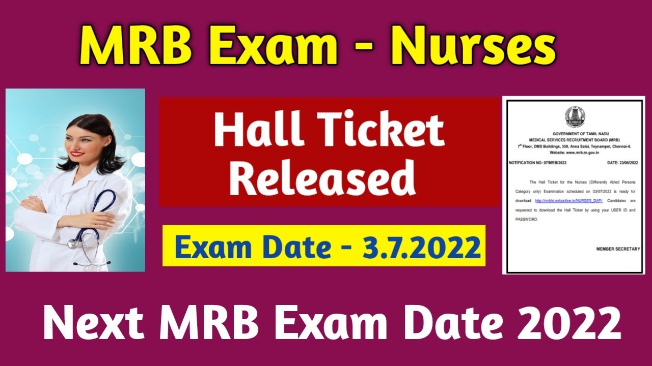MRB Nurses Exam Hall Tickets Released | Next MRB Exam Date 2022 For ...