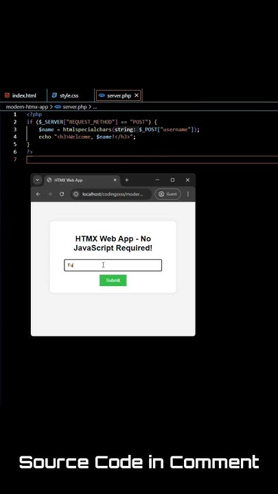 HTMX ka magic dekho! No JavaScript, fir bhi full interactivity! 🚀 Watch now! #HTMX #WebDev #NoJS ...