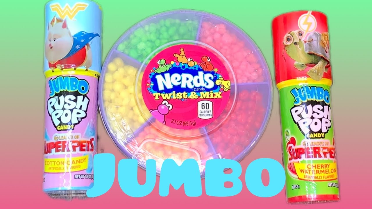 ASMR Unwrapping Jumbo PushPop & Nerds - YouTube