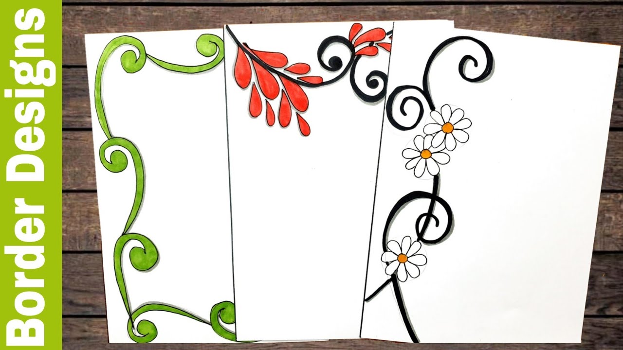 Border designs on paper|Border Designs|Project work Designs|Borders ...