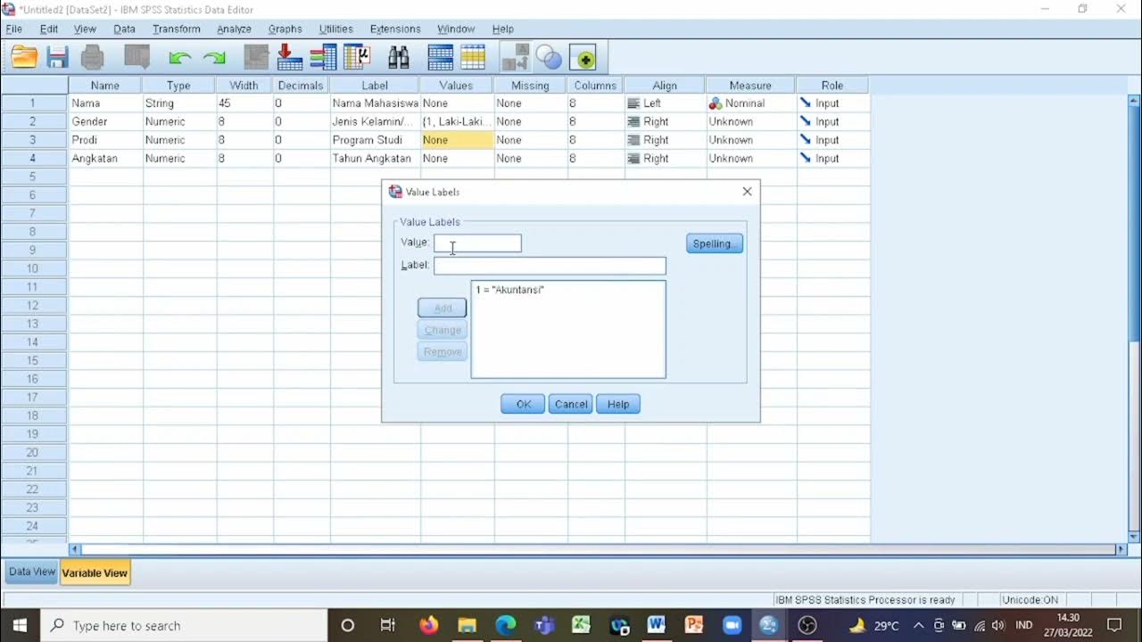 Cara Mengidentifikasi Variabel dan Menginput Data SPSS (Menggunakan Value Label) | Jessy Juanda ...