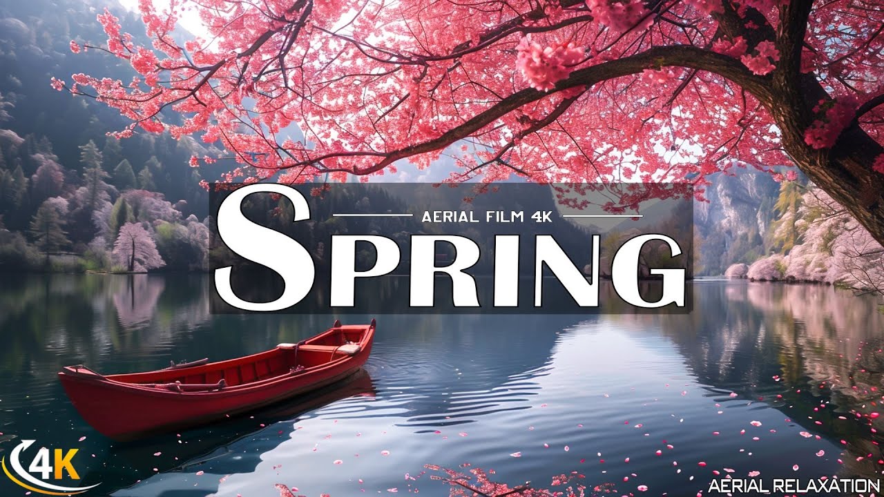 GOOD MORNING SPRING! "Cherry Blossom in Morning Spring Lake" by Aerial ...