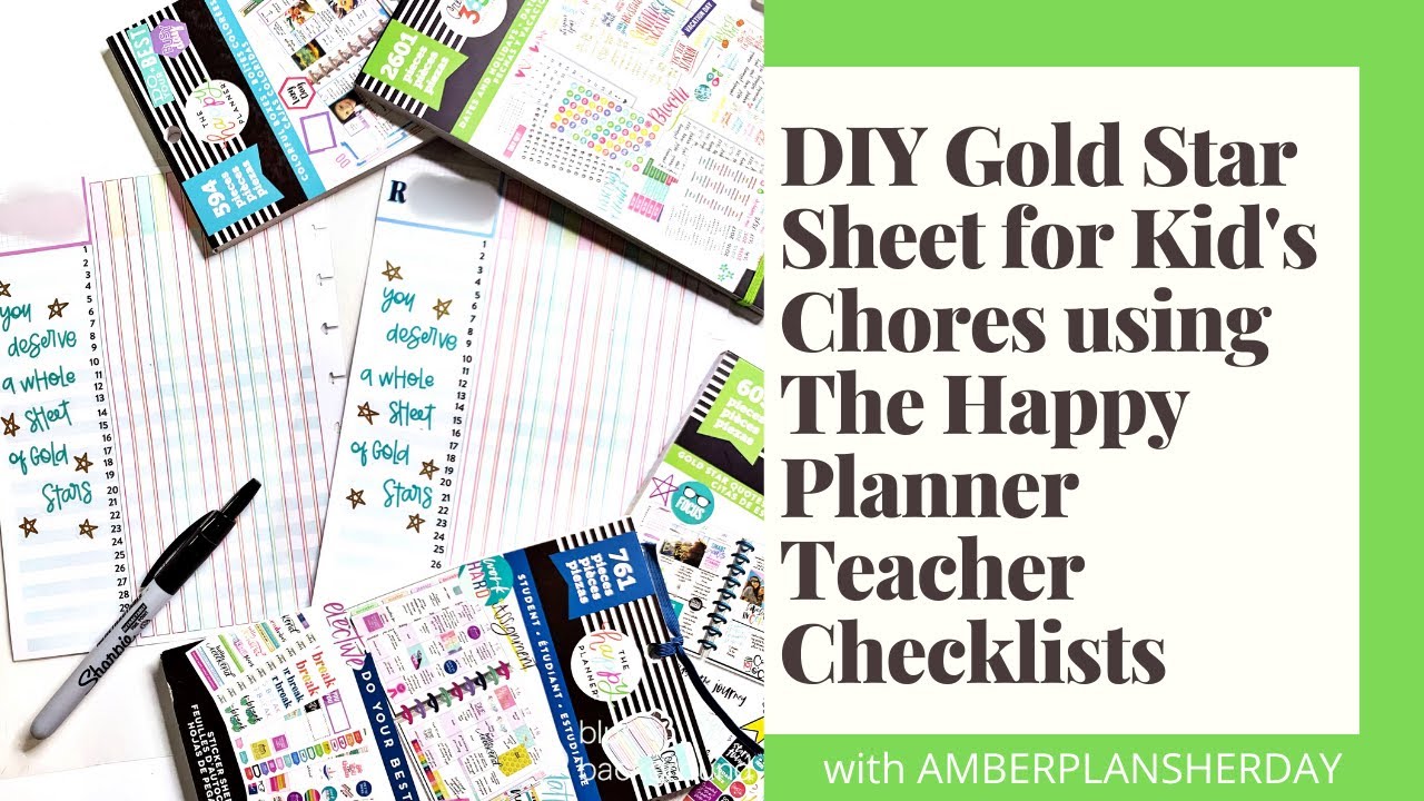 DIY Gold Star Sheet for Kid's Chores using The Happy Planner Teacher ...