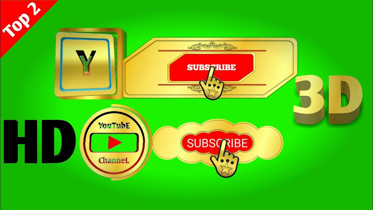 Top 2 3D Golden Subscribe Button Green Screen | Green Screen Subscribe ...