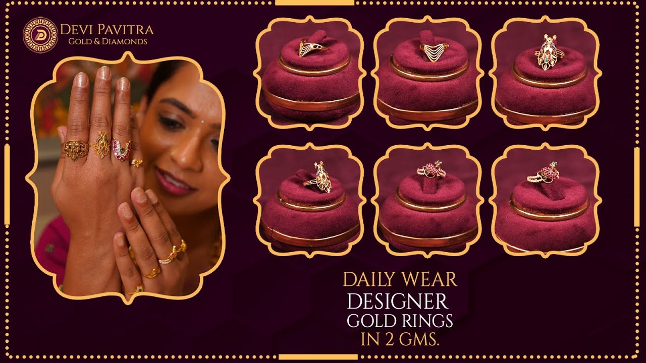 Designer Female Finger Rings in 2 gms. Weight | Daily wear Jewellery II ...