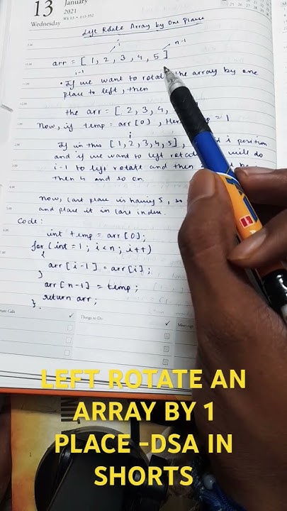 LEFT ROTATE AN ARRAY BY ONE PLACE-DSA IN SHORTS #coding #codinglife #dsa #exam #job #motivation ...