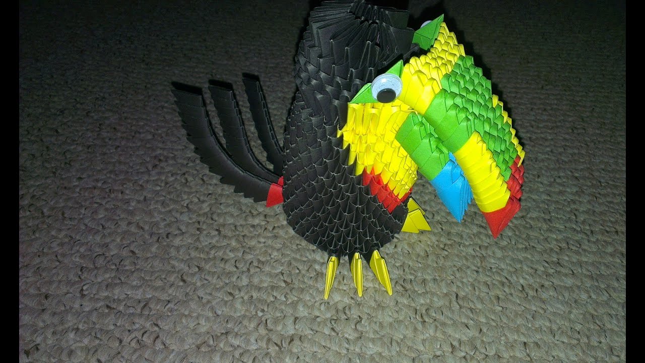 How To Make A 3D Origami Toucan - YouTube