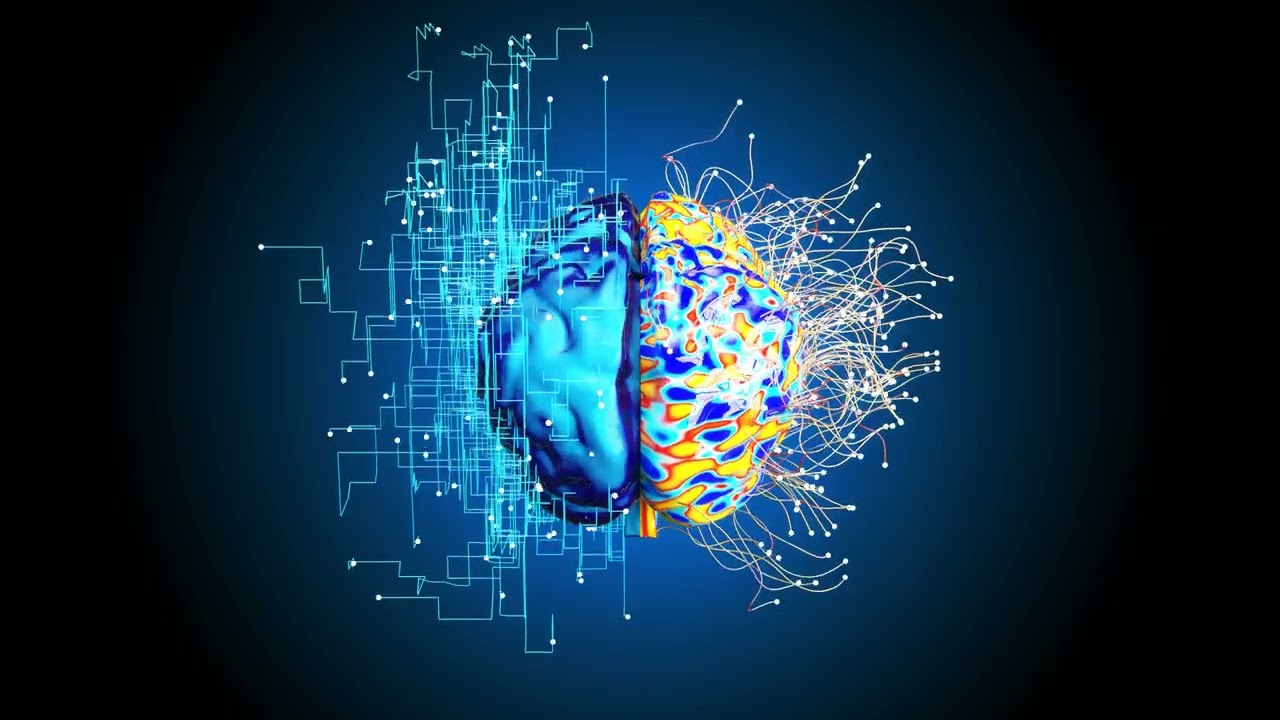 abstract background of artificial intelligence with left and right ...