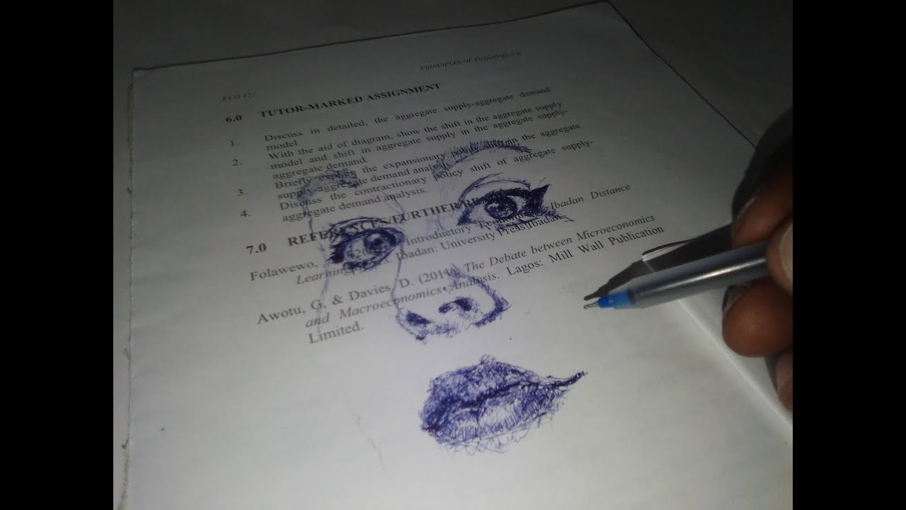 Blue ballpoint pen drawing - YouTube