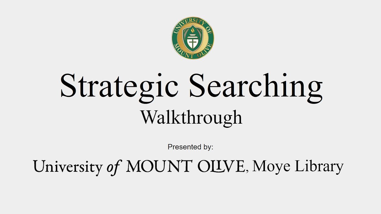 Strategic Searching Walkthrough - YouTube