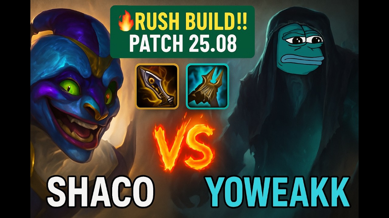 One Shot Build Shaco w Cat Skin vs Yorick (Jungle) -Patch 25.8 DIAMOND ...