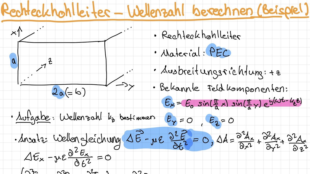 Rechteckhohlleiter - Wellenzahl berechnen (Beispiel) | Elektrodynamik ...