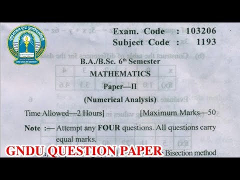 Gndu BA / Bsc 6th Semester Mathematics Question Paper || Bsc 6th ...
