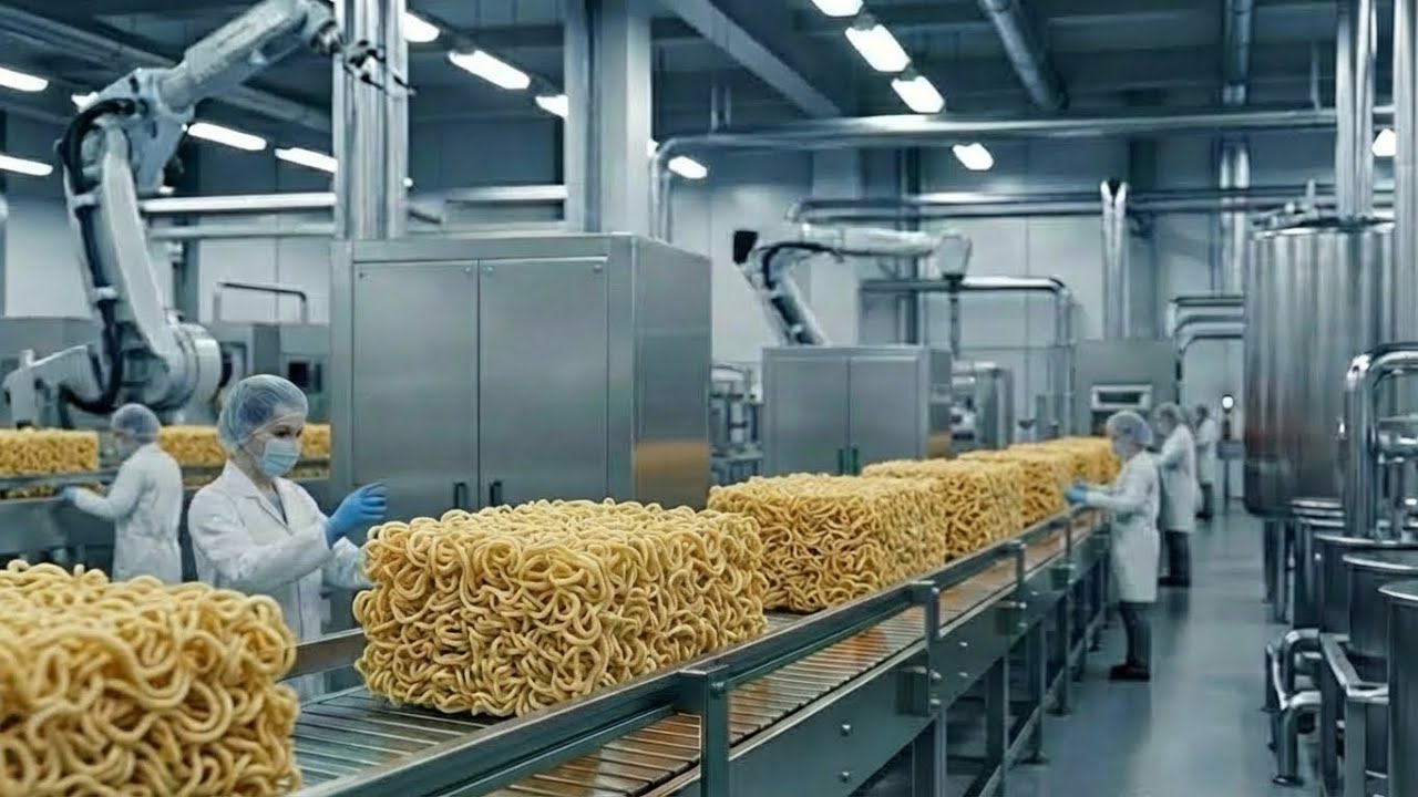 Inside a Noodle Cup Factory: How Instant Ramen Bricks Are Made (Full ...