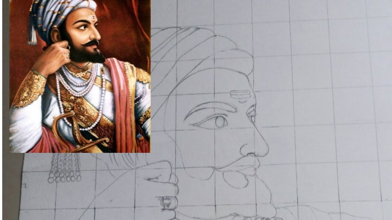 How to make Chhatrapati Shivaji Maharaj drawing, outline tutorial - YouTube