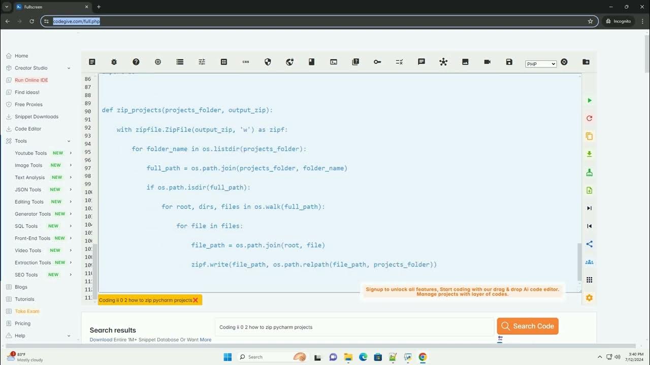 Coding ii 0 2 how to zip pycharm projects - YouTube