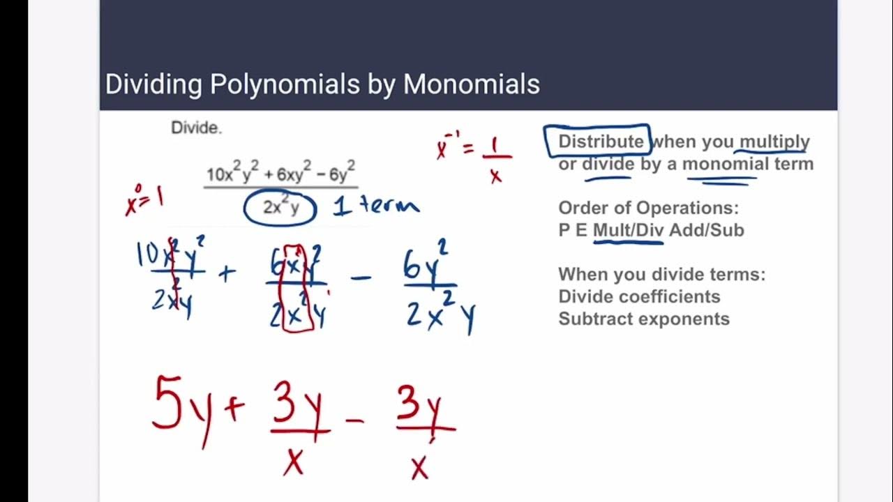 Divide Polynomials by Monomials - YouTube