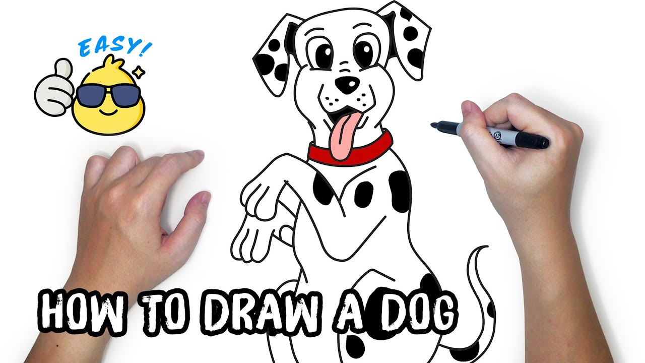 How To Draw A Dog Dalmatian Easy Step By Step | Ducdraw - YouTube
