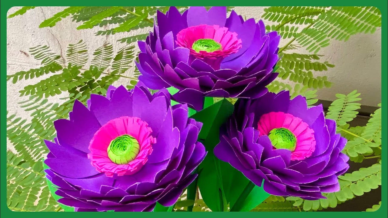 Beautiful Paper Flowers | Purple Flowers | DIY | Home Decor | Easy ...