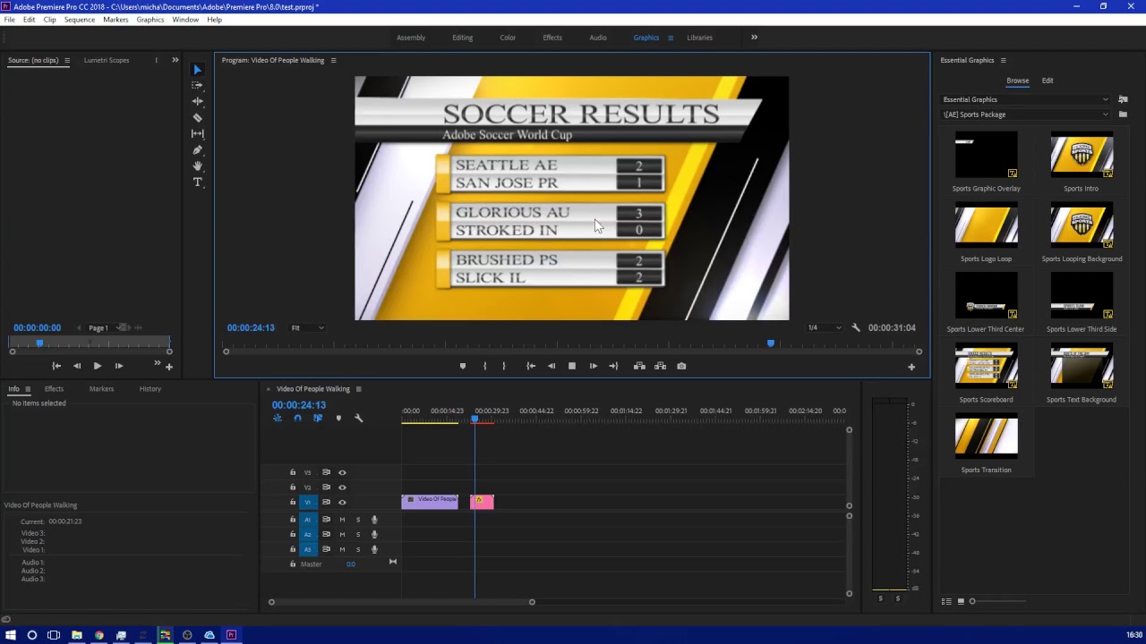 Adobe Premiere Pro 2018 CC Sports Package [Essential Graphics] - YouTube