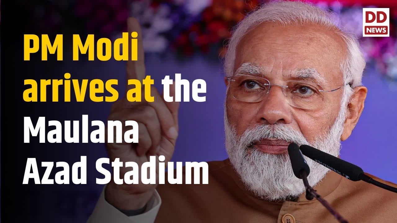 Prime Minister Narendra Modi arrives at the Maulana Azad Stadium in ...