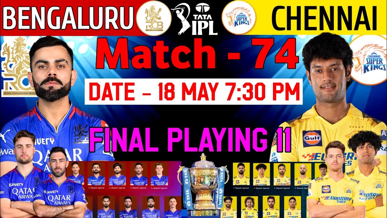 IPL 2024 Match-68 | Bangaluru vs Chennai Details & Playing 11 | RCB vs ...