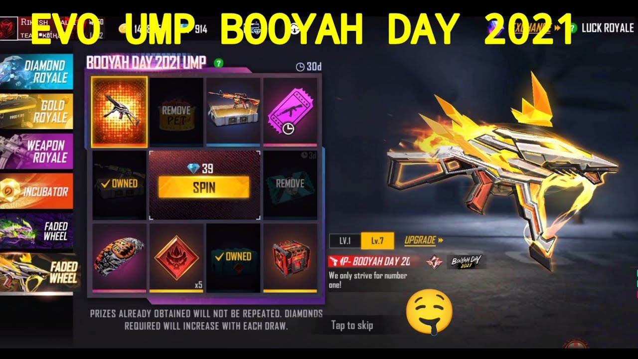 NEW BOOYAH DAY EVO UMP FADED WHEEL EVENT FREE FIRE | FREE FIRE NEW ...