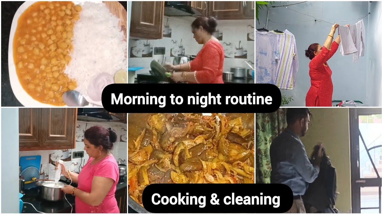 My Complete Cooking & Cleaning Routine | Masala bangan & chole | AS ...