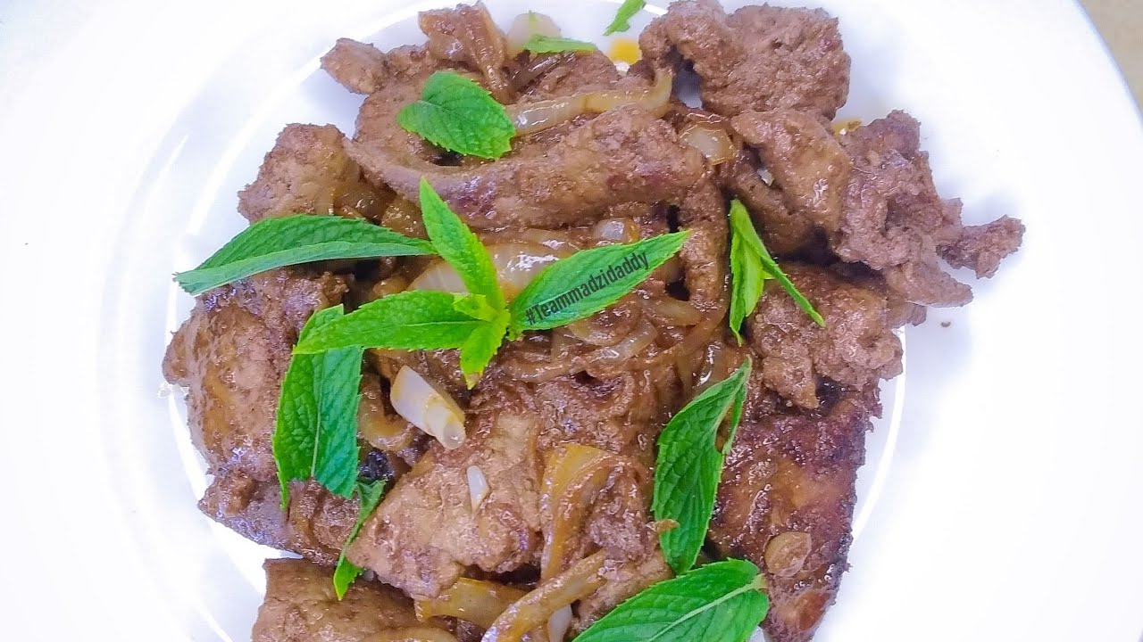 Beef/Ox Liver fried with garlic, ginger and onion - YouTube