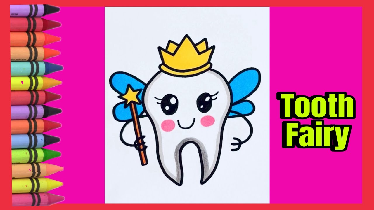 Tooth Fairy Drawing and Coloring for Kids and Toddlers || How to Draw ...
