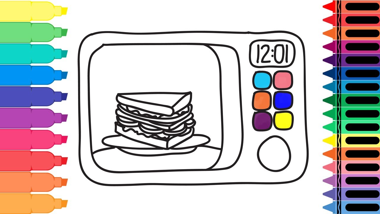 Microwave coloring book for children - How to draw electronics for ...