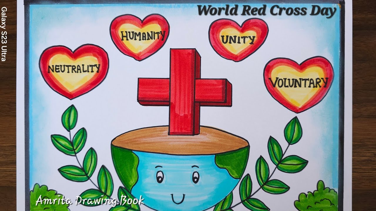 World Red Cross Day Poster Drawing | Red Cross Chart Making Project ...