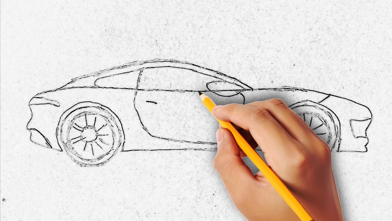 How to Draw Sports Car Sketch With Mechanical Pencil Step by Step ...